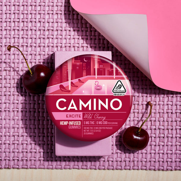 Camino Wild Cherry - Excite - 5mg THC Gummies (100mg) (12 Tins Per Cas – Stash House Hemp